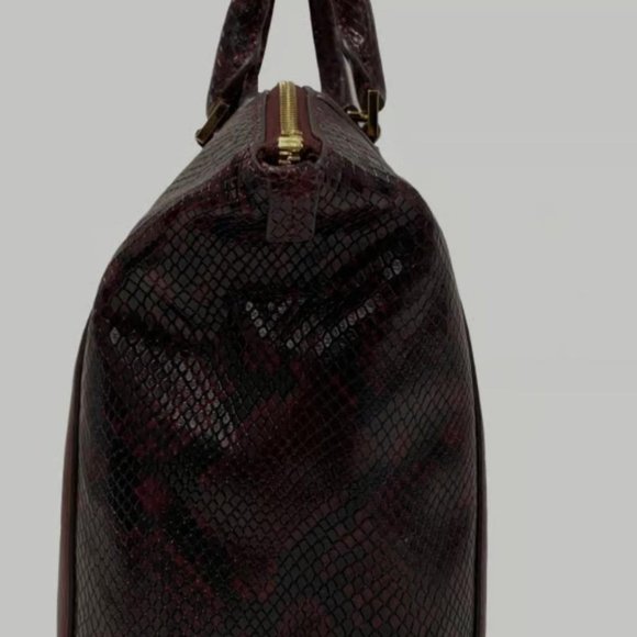 Michael Kors | Bags | Michael Kors Riley Python Burgundy Satchel Purse ...